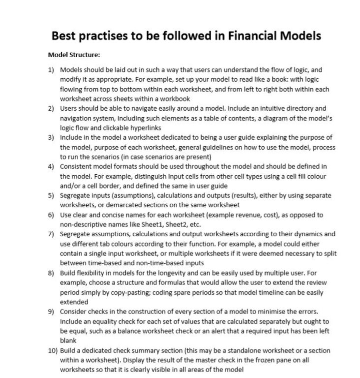 Financial Modeling Best Practices - Eloquens