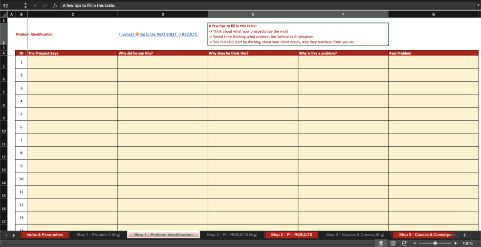 Value Proposition Generator - Excel Model - Eloquens