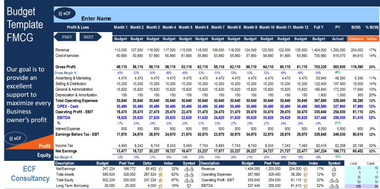 Budget Template for FMCG - Eloquens