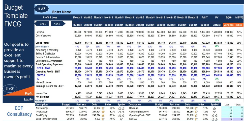 Budget Template for FMCG - Eloquens