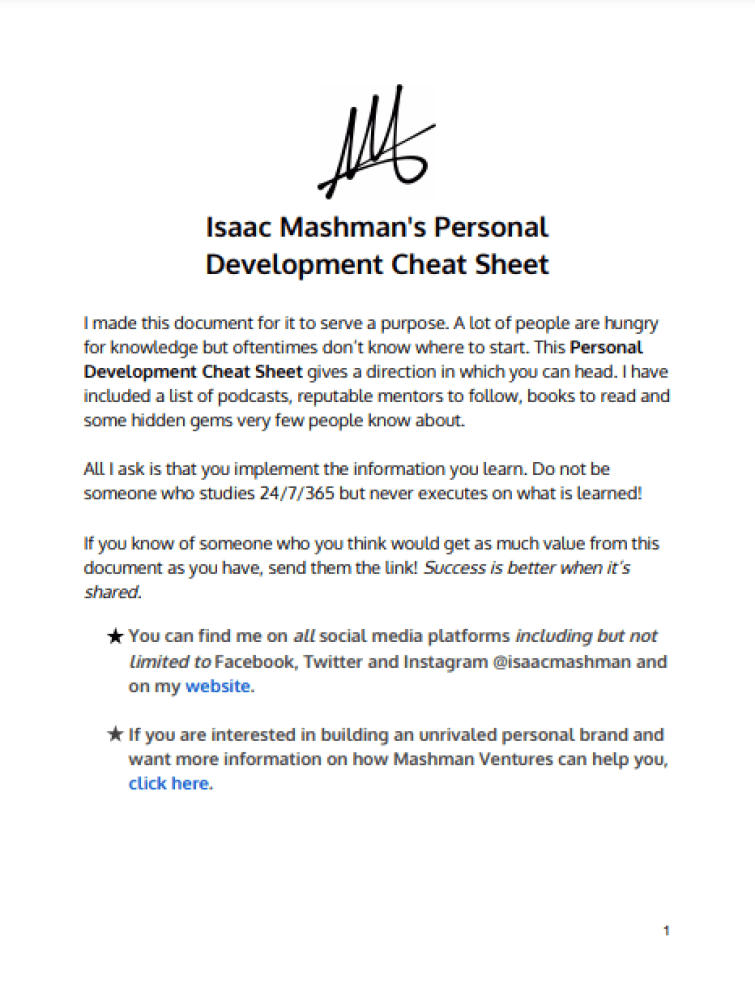 Personal Development Cheat Sheet - Eloquens