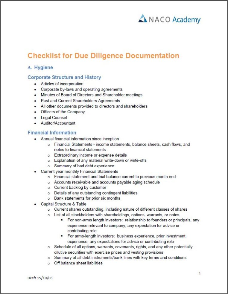 Due Diligence Checklist - Eloquens