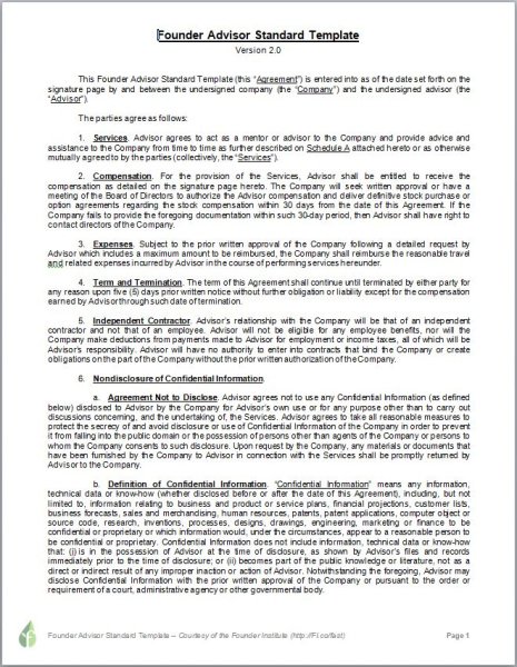 Advisor Agreement Templates & Models - Instant Downloads - Eloquens