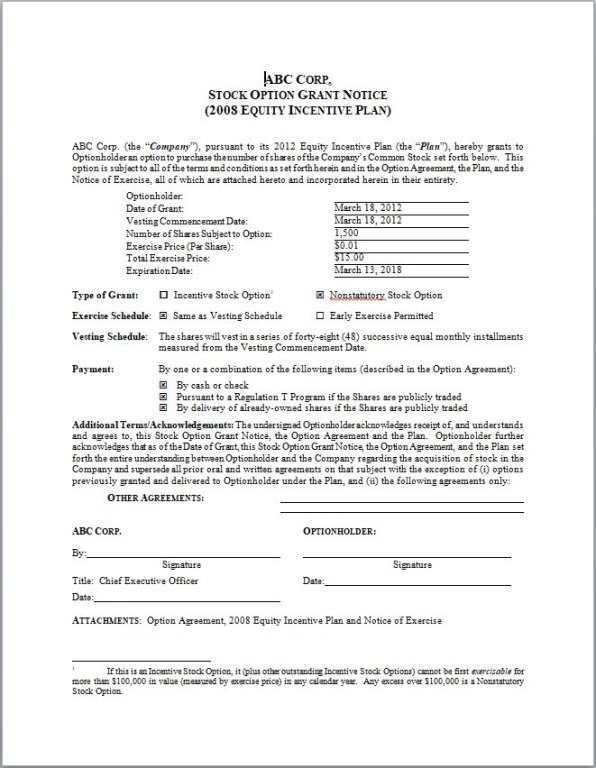 Advisor Option Grant Template - Eloquens