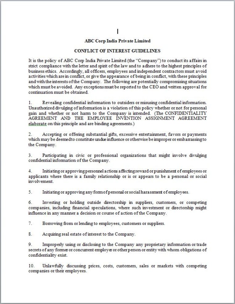 Conflict of Interest Guidelines Template - Eloquens