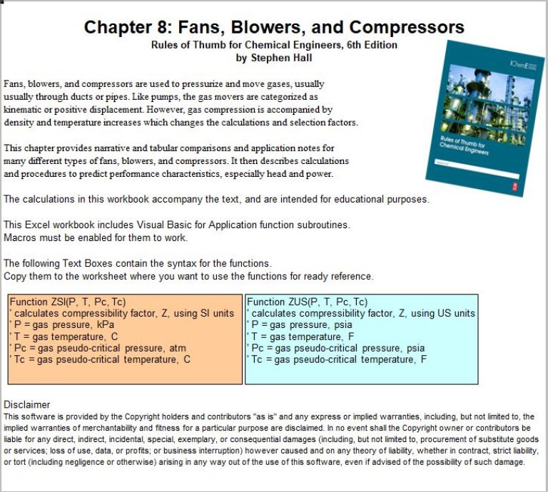 Fans, Blowers, and Compressors Excel Workbook - Eloquens