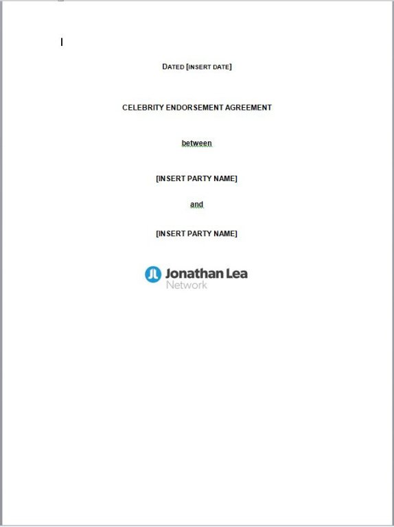 Celebrity Endorsement Agreement Template - Eloquens
