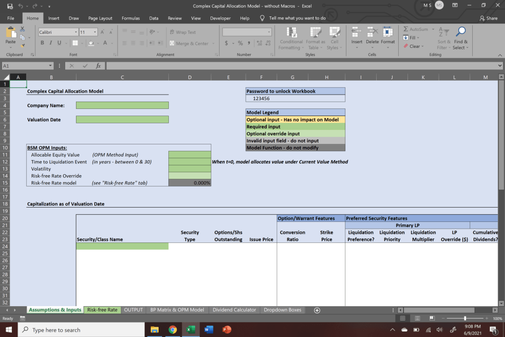 Complex Capital Allocation Model (without Macros) - Eloquens