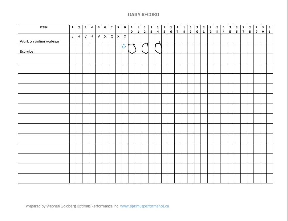 Develop a New Habit with this Daily Record Tracking Form - Eloquens